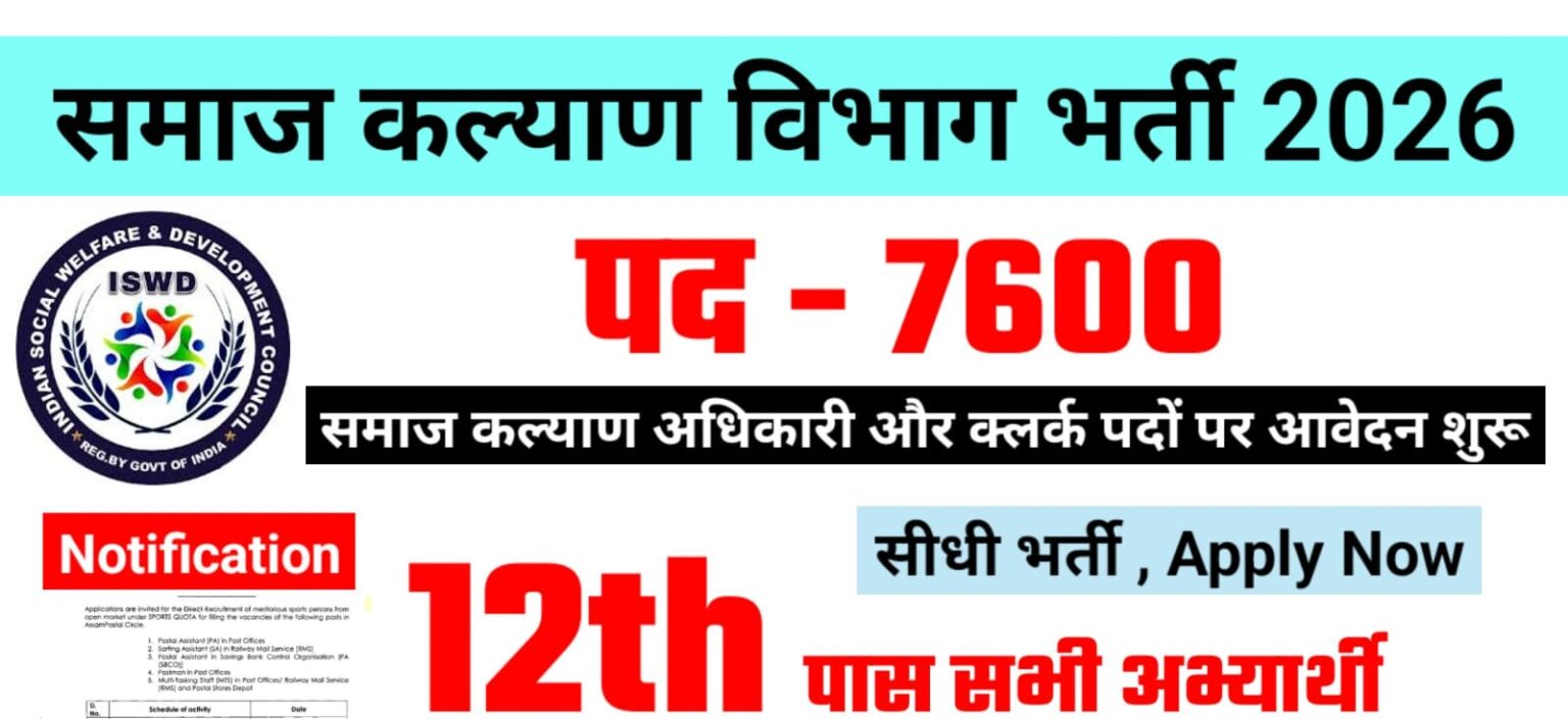 Samaj Kalyan Vibhag Bharti 2026 – Apply online